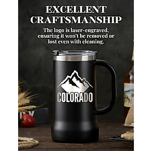 Onebttl Colorado Gifts for Men Women, Colorado Themed Souvenirs Travel Homesick Gift, Stainless Steel Beer Stein Tumbler, 24oz Beer Mug with Lid