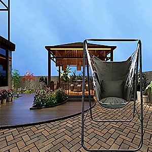 Hammock Chair with Stand,Hammock Chair Stand with Hanging Swing Chair Included,Weather Resistant Hammock Stand Max 450 Lbs,Saving Space Swing Stand for Indoor Outdoor Patio Yard(Green) Patented