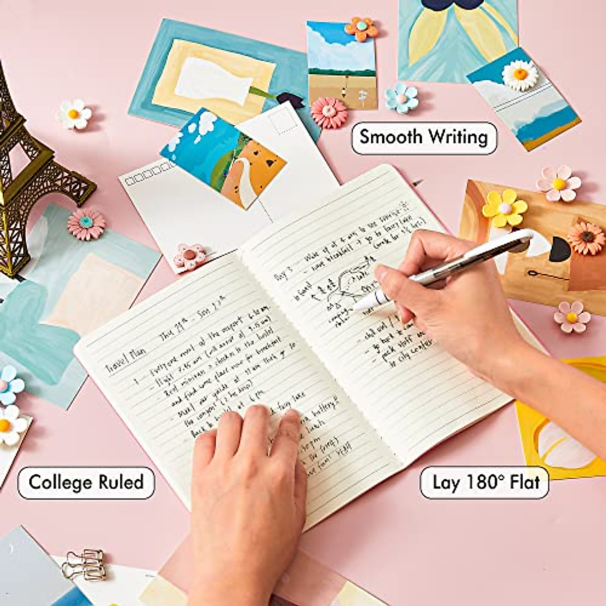 feela 36 Pack Soft Cover Journal Bulk, Lined Blank Travel Journal for Women Men Writing, Notebooks College Ruled for Work, Note Taking Notebook School Business Supplies, 8.2” x 5.5”, A5, Pink