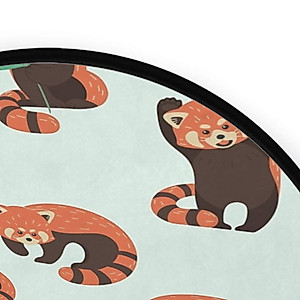 My Daily Cute Red Panda Cartoon Round Area Rug for Living Room Bedroom Kids Playing Rug Polyester Yoga Floor Mat 3' Diameter