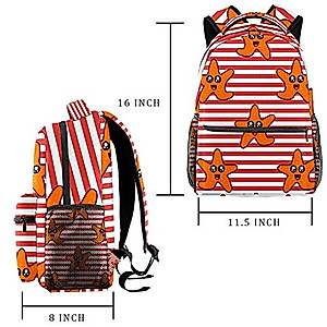 Colorful Cute Starfish Orange Stripes Shoulder Bags School Backpacks