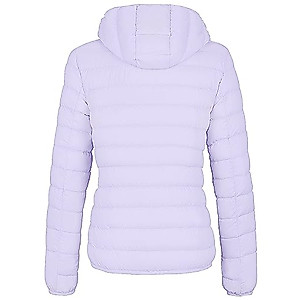 wantdo Women's Hooded Puffer Jacket Packable Winter Coat(Lavender, Small)