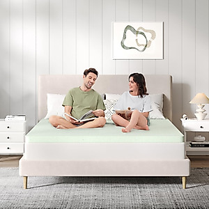 Novilla Full Size Mattress Topper, 2 Inch Gel Memory Foam Full Mattress Topper for Cool Night Sleep & Enhanced Comfort, CertiPUR-US Certified Foam, Green