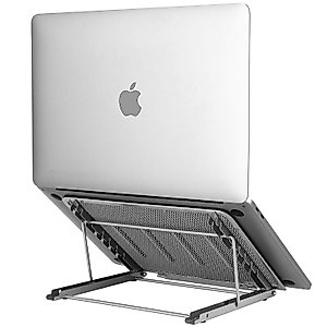 Laptop Stand Upgraded, Adjustable Portable Laptop Holder for Desk, Aluminum Ventilated Notebook Riser for MacBook Air Pro, More 10-15.6 inches PC Computer, Tablet, iPad (Silver)