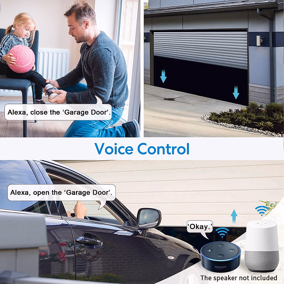 LoraTap Smart Garage Door Opener with Wireless Remote, Alexa & Google Assistant Compatible, Real-Time Alerts, Easy Installation