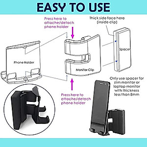 WANGBANG Cellphone Mount for Laptop, Cell Phone Stand Smart Phone Dock Mobile mounts Phone Clip for Monitor Screen