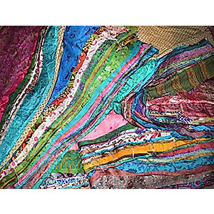 40 Qty 12"X12" Lot 100% Pure Silk Print Vintage Sari Fabric remnants Scrap Bundle Precut Fabric Squares for Craft Patchwork