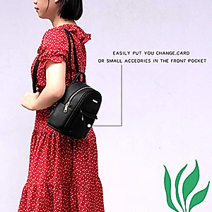 LA DEARCHUU Mini Backpack Purse for Women Litchi Grain Small Leather Backpack Fashion Casual Mini Daypack Backpack for Teen Girls Black