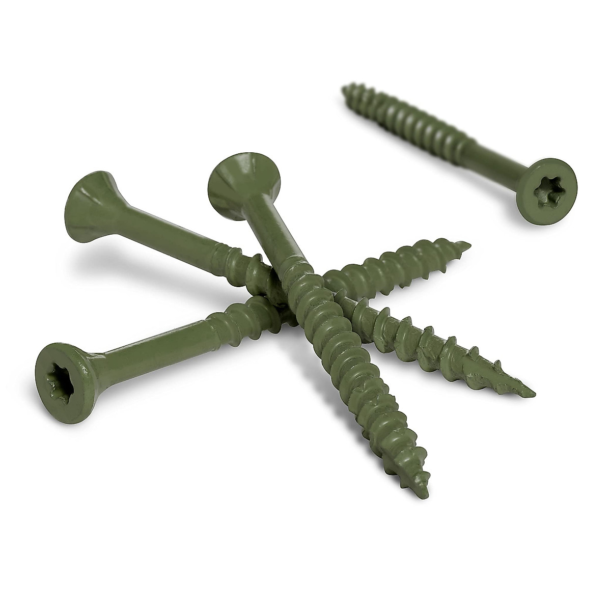 Deck Plus 48398 Wood Screws #8 x 1-5/8", Green, 5lb Box