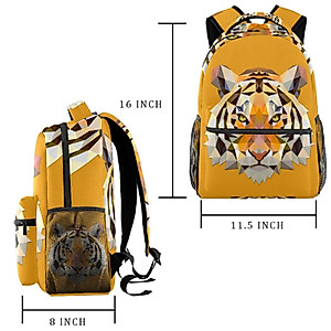 LORVIES Triangle Tiger Lightweight School Classic Backpack Travel Rucksack for Women Teens