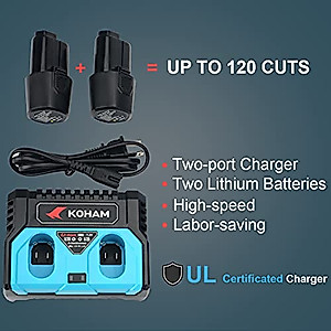 KOHAM 10.8V 4-Inch Cordless Electric Brushless Chainsaw with 2Pcs Rechargeable Batteries, Handheld Portable Electric Saw, Lightweight Cordless Gardening Tool for Wood Branch Cutting