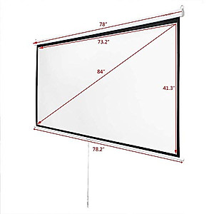 FMOGE Portable Folding 84 Inch 16:9 Manual Pull Down Projector Indoor Outdoor Projection Screen Home Theater Movie