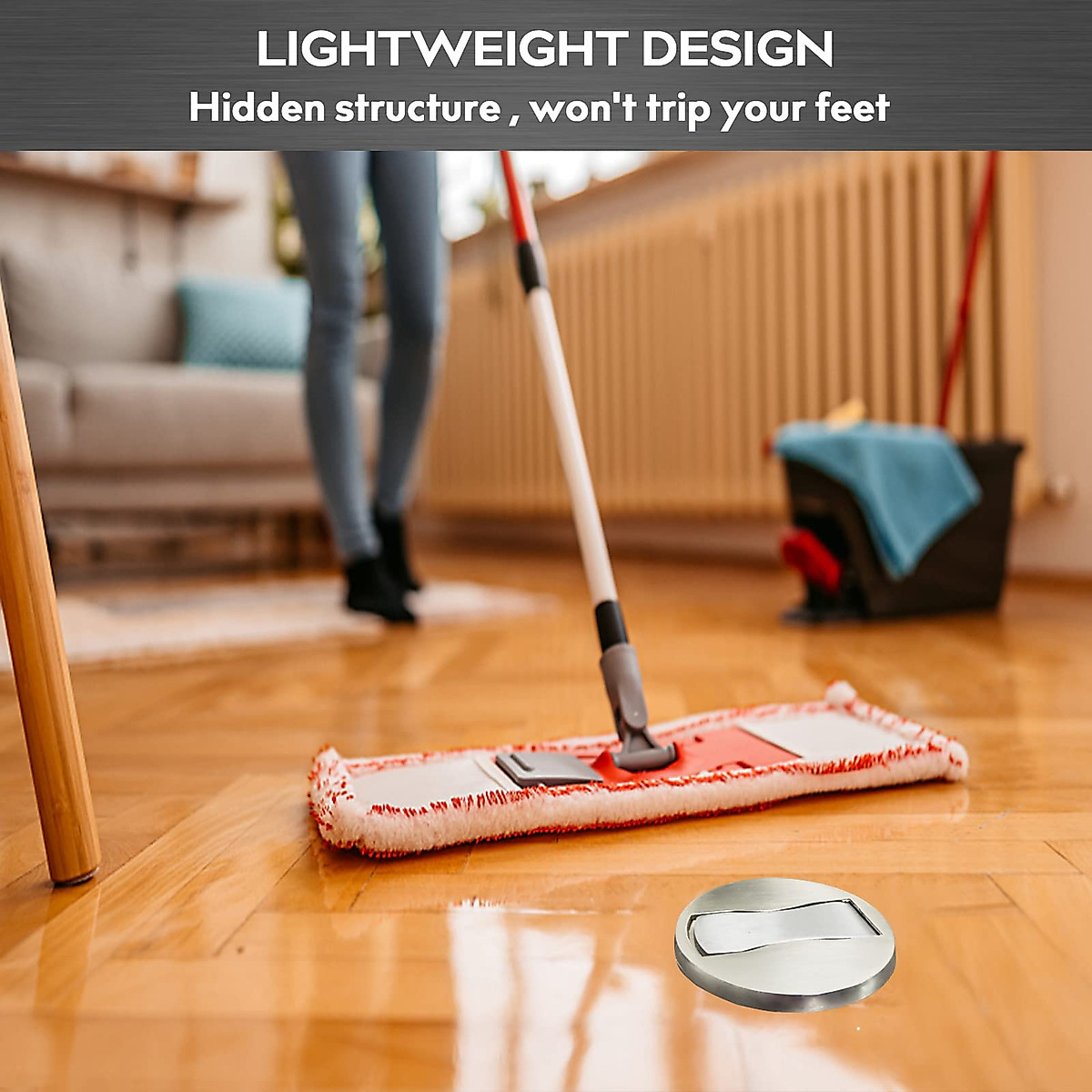 Magnetic Door Stop,CAUDEER,Magnetic Door stoppers for Bottom of doorr,2sets Adhesive No Drilling,Protect The Door from Collision When Opened (Silver -2)