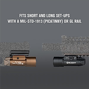 OLIGHT PL Turbo Weaponlight, 800-Lumen 515 Meters Long-Range Tactical Flashlight, 66,300 High Candela Compact Rail-Mounted light with Strobe Function and Rail Locating Keys, Fits Picatinny and GL Rail