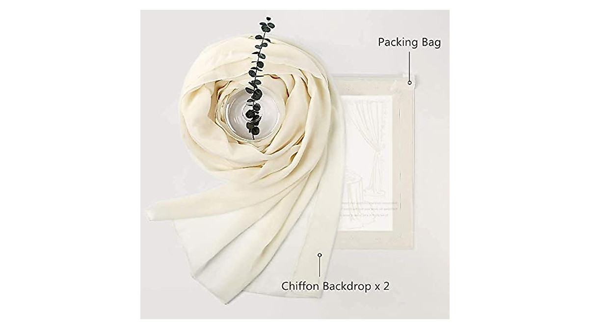 Elegant Ivory Chiffon Backdrop Curtains for Weddings & Events