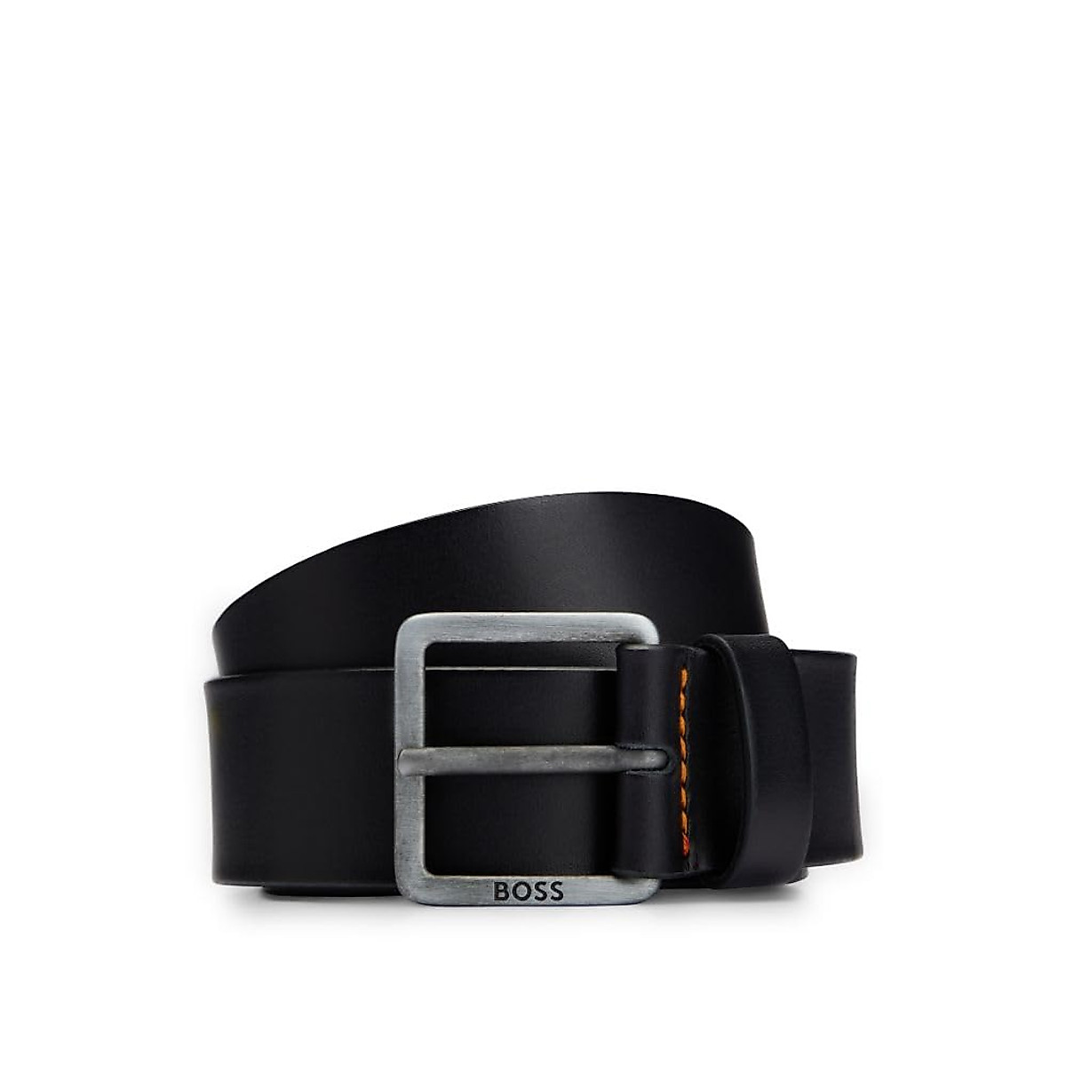 BOSS Men's Orange Jeeko Italian Leather Belt, Black, US 38 - EU 100
