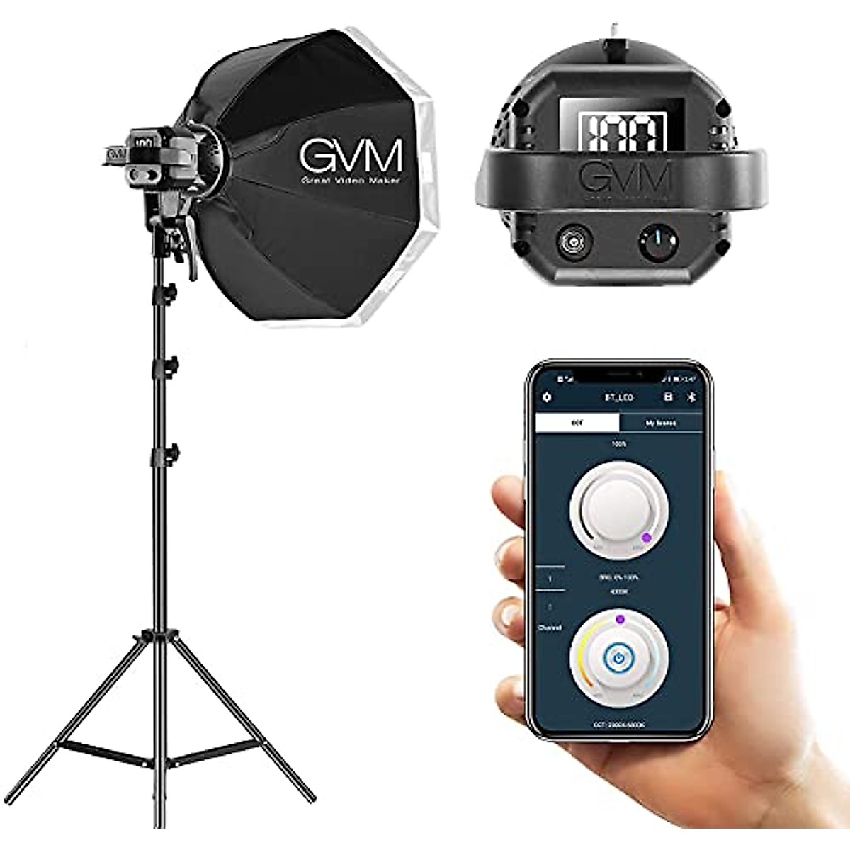 GVM 80W Softbox Lighting Kit with APP Control, Professional Studio Photography Lighting with Digital Display, LED Video Light Color Temperature 5600K and CRI 97+ for Portrait Product Fashion Shoot