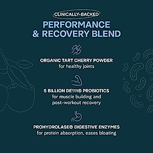 Ora Organic Work It: Ultra Clean Plant-Based Protein Powder Optimized for Recovery and Performance - with Tart Cherry, ProHydrolase, and Probiotics - 15 Servings (Chocolate, 15)