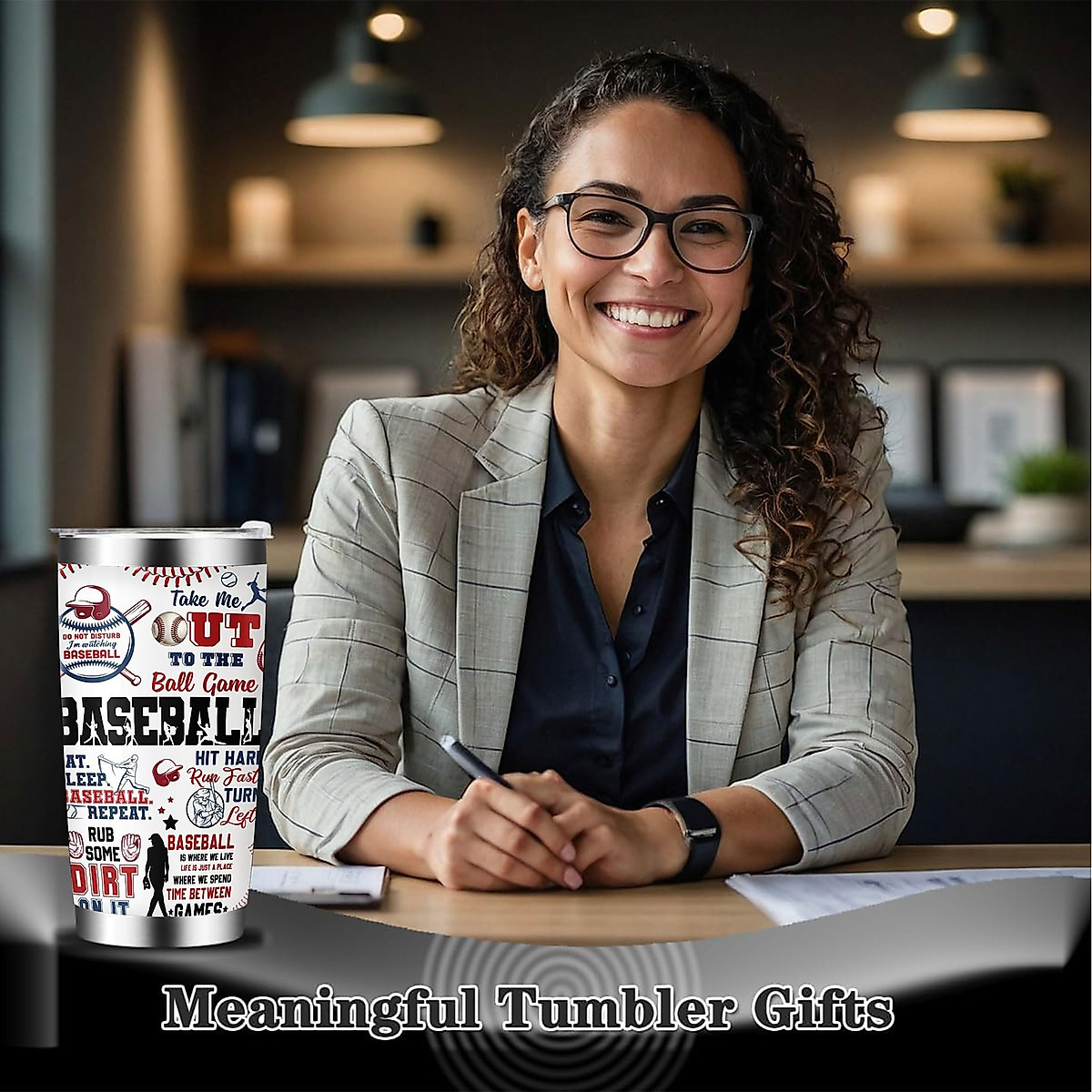 FOCIUZTA Baseball Mom Daily – Handle Cup Tumblers for Women, Coffee Mothers Mama Funny Insulated 20oz Tumbler with Lid & Straw, Ideal Baseball Gifts