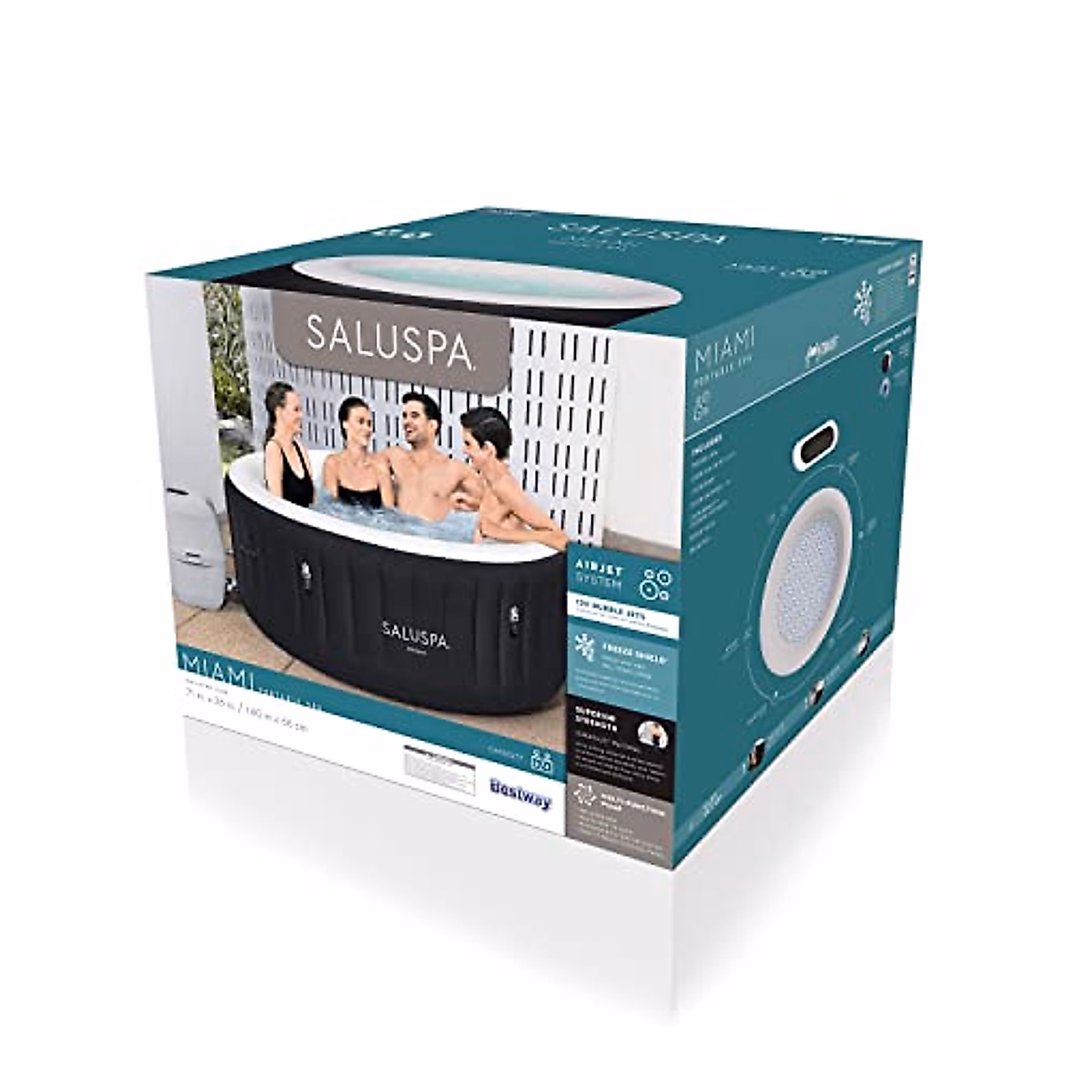 Bestway SaluSpa Miami Inflatable Hot Tub, 4-Person AirJet Spa