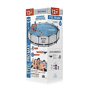 Bestway 56417 Steel Pro Above Ground, 12ft x 30 Inch | Frame Swimming Pool with Filter Pump
