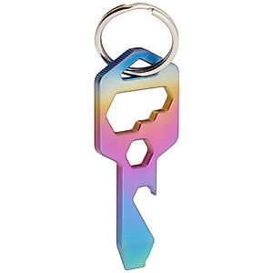 CLOSS 8 in 1 Titanium Multitool Keychain- Bottle Opener, Screwdriver and Wrench (Silver)
