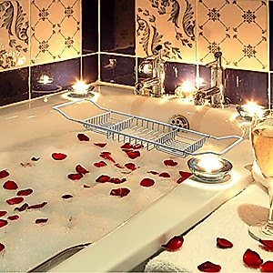 Wire Bathtub Caddy Tray Stainless Steel Over Bath Tub Racks Shower Organizer Shampoo Soap Razors Book Bath Caddy