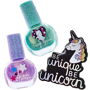 Townley Girl Unicorn Makeup Set with 8 Pieces, Including Lip Gloss, Nail Polish, Body Shimmer and More in Unicorn Bag, Ages 3+ for Parties, Sleepovers and Makeovers