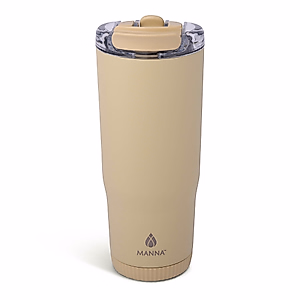 Manna Groove Stainless Steel Insulated Tumbler with Locking Tritan Lid and Flip-up Straw - 30 Oz - Dandelion Powder Coat
