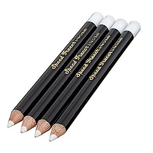 White Speed Tracer Barber Pencil 4 Pack + Sharpener, Outline Beard Before Trimming for Shaping Tools, Guides, Hair Trimmer, & Shaver, Cut Buddy