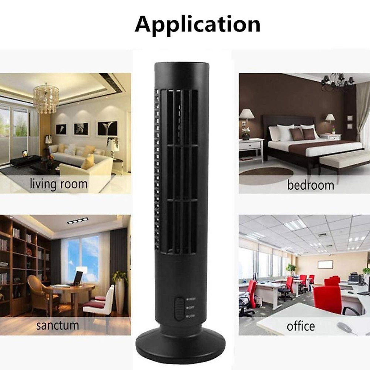 Gonetre Portable Air Cooler Vertical Bladeless Fan USB Desktop Air Conditioner Fan Mini Cooling Tower Fan for Home Office (Black)