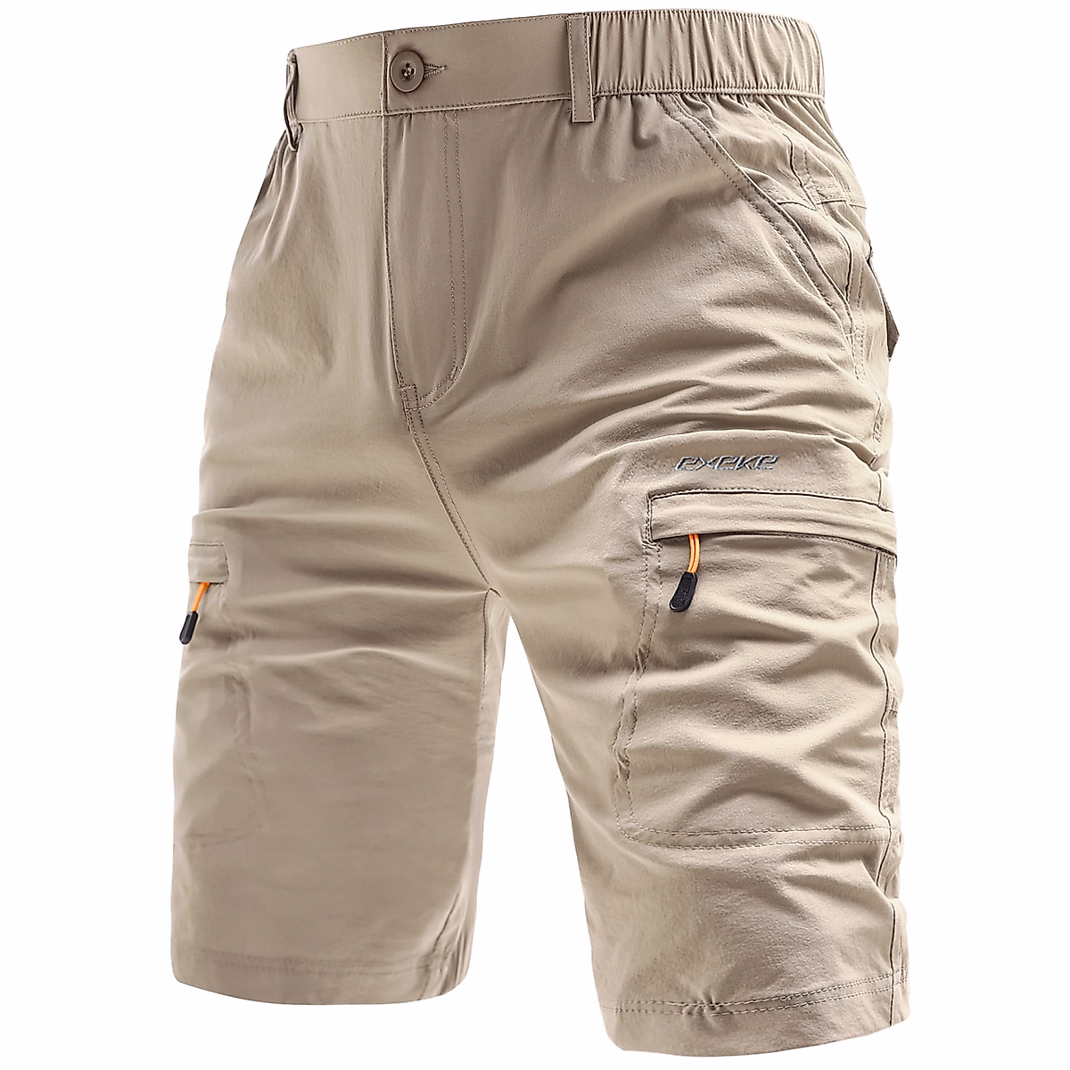 EXEKE Men's Lightweight Hiking Shorts Stretch Quick Dry Cargo Shorts with Multi Pocket 267-1XL/Khaki 32-33