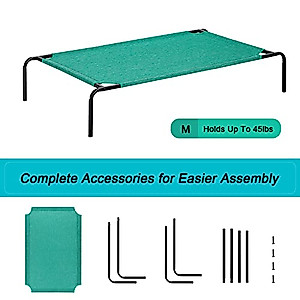 Elevated Dog Bed Cooling Dog Cat Cot Indoor Outdoor Waterproof Pet Bed Portable Raised Pet Cot for Small Medium Dogs Cats, Green