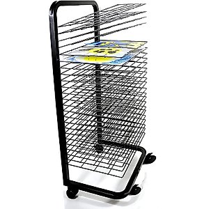 Art Drying Rack, 25-Tier Mobile Clothes Rack with Wire Rack for Artwork, Drying and Printing Rack, Protect Artwork While Drying, Great for Schools and Art Clubs