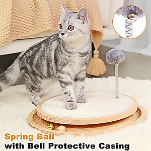 Cooenia Cat Toy Roller Scratcher Pad 2-Level Turntable Sisal Scratching 3 Tracks Balls for Indoor Cats Interactive Kitten Fun Mental Physical Exercise Puzzle