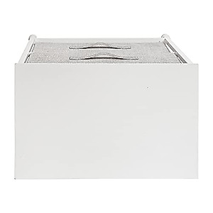 Flash Furniture Harris 2 Drawer Storage Organizer - White Cast Iron Frame and Wood Top - 2 Easy Pull Light Gray Fabric Drawers