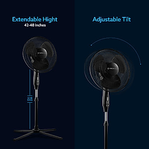 NEXAIR Oscillating 16 Inch Pedestal Stand Up Fan, Quiet Operating Room Fan With Remote Control, 3 Speed Stand Fan for Bedroom, with Adjustable Height, Standing Fan Great For Office & Living Room