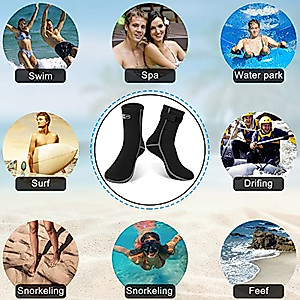 Gimilife Neoprene Socks 3MM Water Socks for Women Men, Waterproof Diving Wetsuit Socks Sand Socks for Beach Volleyball Snorkeling Surfing Kayaking Swimming Water Sports Activities (High Style,XL)