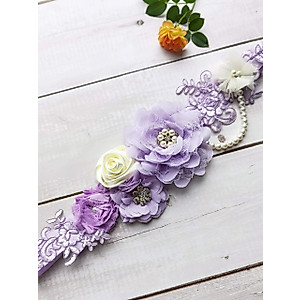 FANFAN Maternity Sash Belt Pregnant Wedding Sash Belt Bridal Sash Belts Y01 (lavender)