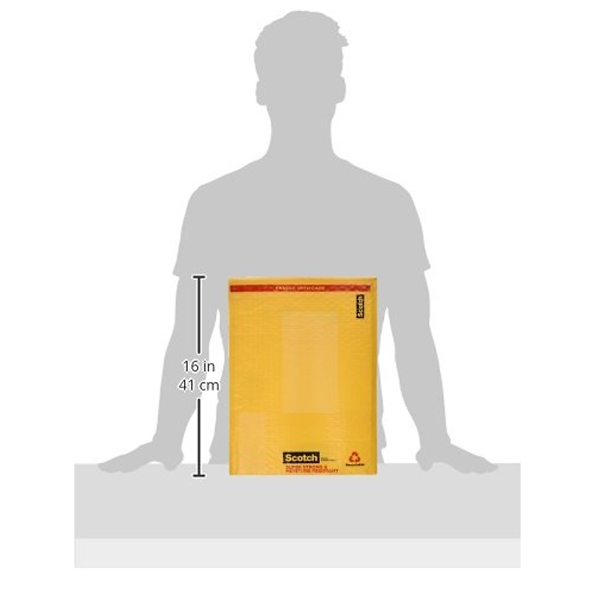 Scotch Plastic Bubble Mailer, 10.5 in x 15.25 in, Size #5, Yellow, 4/Pack (8915-4)