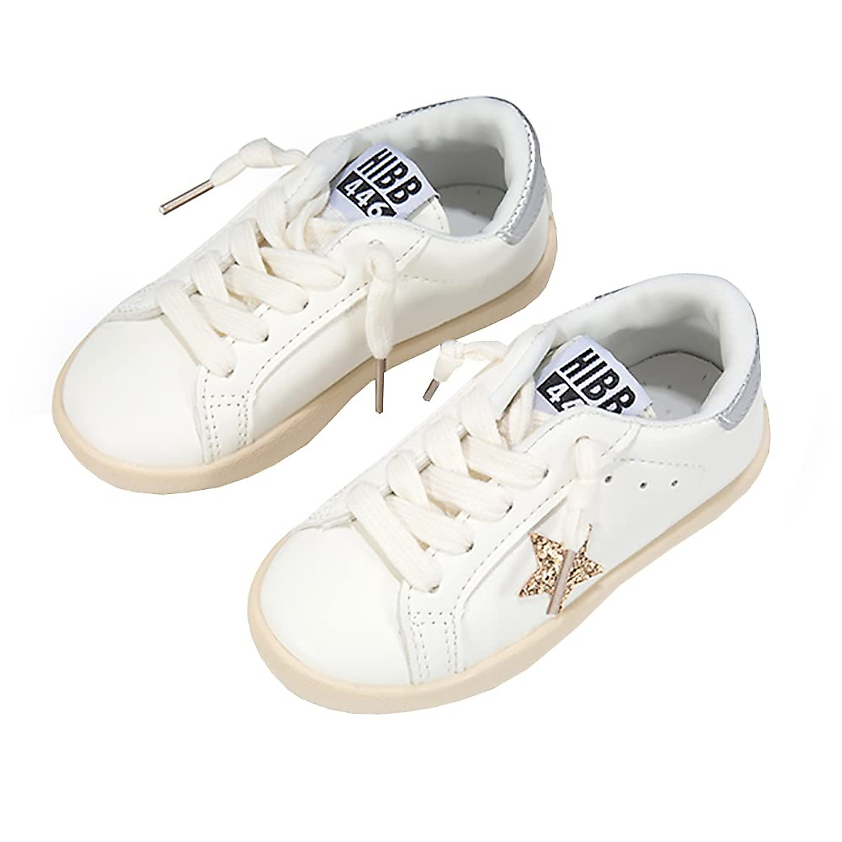 XinYiQu Kids Sparkle Star Sneakers Casual Sports Running Shoes for Girls Boys 13.5 M US Little Kid,Gold