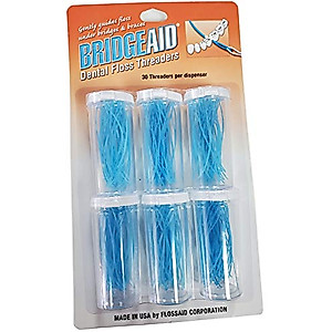 Bridgeaid Dental Floss Threader Travel Pack (6 Bottles, 180 threaders Total)