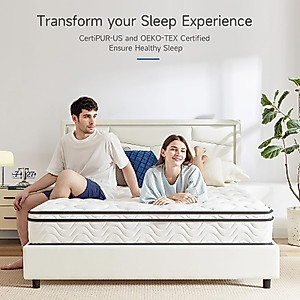 ONBRILL Queen Size Mattress, 10 Inch Hybrid Mattress with Gel Memory Foam,Non-Fiberglass, Medium Firm Soft and Comfort White Mattress,CertiPUR-US