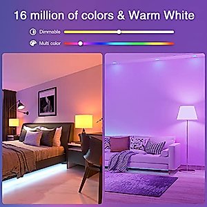 Ghome Smart Light Bulbs, A19 E26 Color Changing Led Bulb Works with Alexa, Google Home, App & Voice Control, 2.4Ghz WiFi Only, 800 Lumens,Dimmable RGB Warm White 2700K Smart Home Lighting, 4 Pack(WB4)