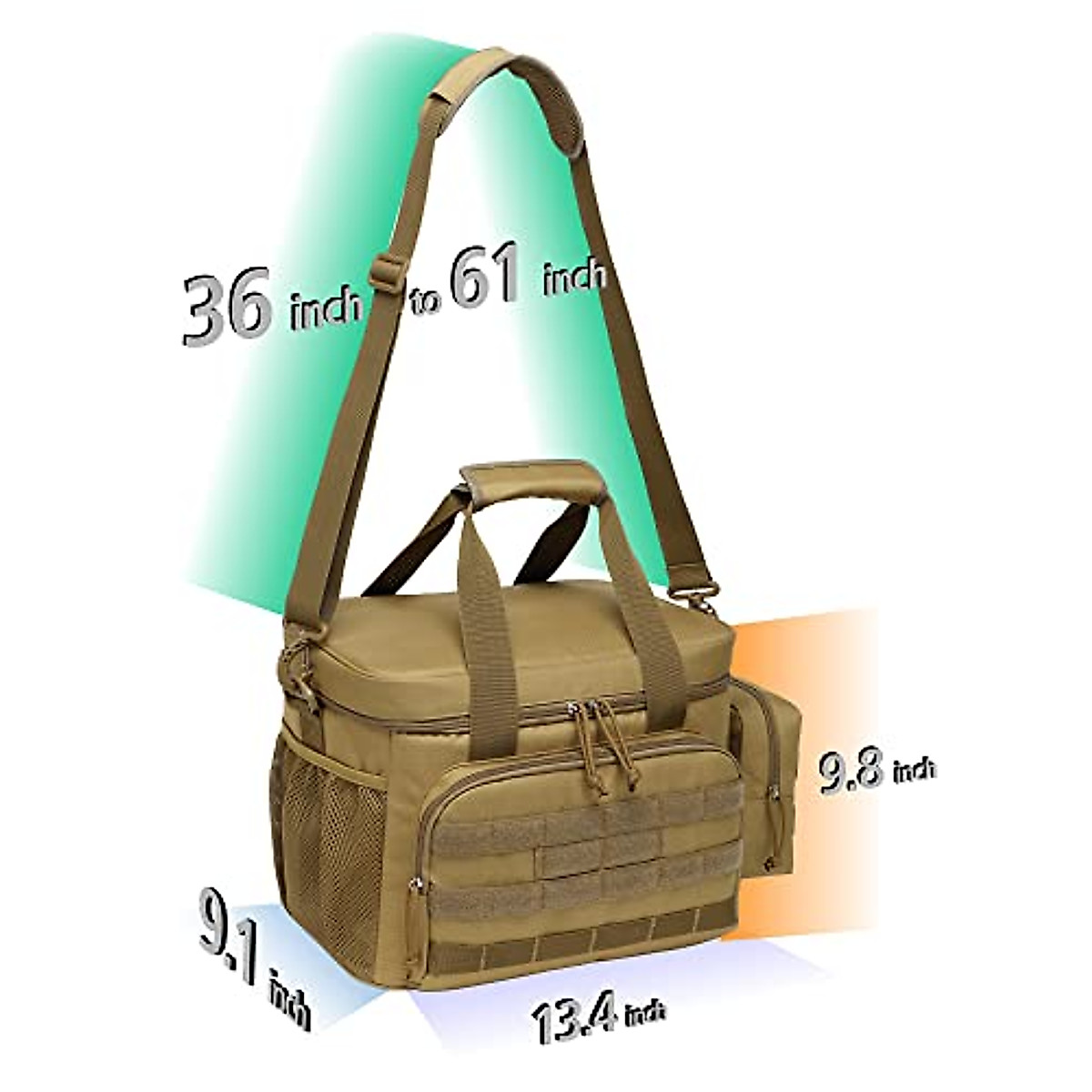 TACTICISM Tactical Lunch Box for Men, 30 Cans Leakproof Lunchbox, Insulated Lunch Bag Adult, Portable Soft Cooler Bag with Detachable MOLLE Pouch for Camping Fishing Beach Picnic Work, Brown