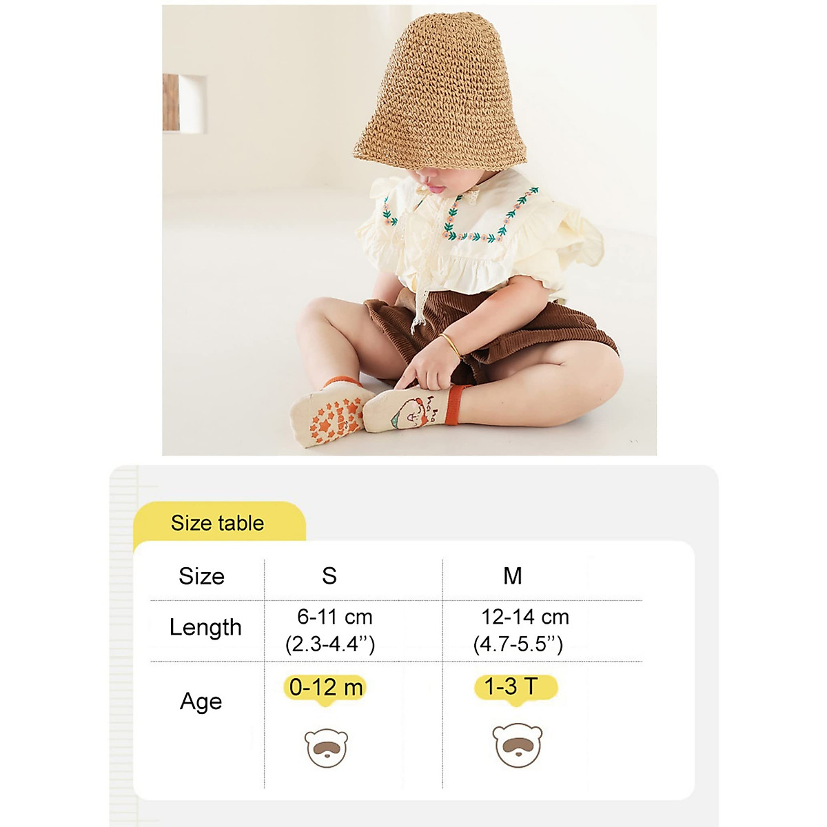 BEHELE Baby Non-skid Grip Socks Toddler Socks Anti Skid Slipper Ankle Socks for Girls Boys Infant Newborn 6 Pairs (as1, age, 1_year, 3_years)