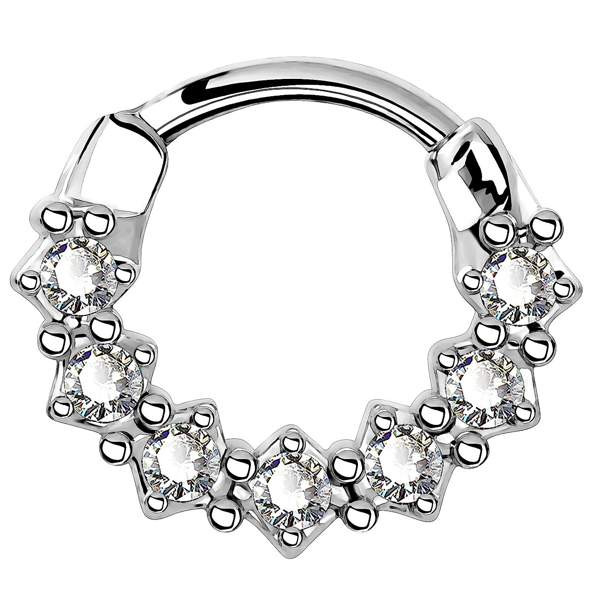 CM Crareesi Mania 16G Septum Clicker Rings Hoop 316L Stainless Steel Septum Clicker Rings Seven Clear CZ Septum Piercing Daith Piercing Jewelry