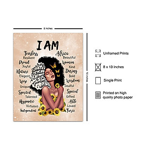 Black Girl Magic Positive Affirmations Wall Art - Black women Women's empowerment Motivational poster - Black Art - Afro African Americans Women - Inspiration Inspirational Wall Art & Decor UNFRAMED