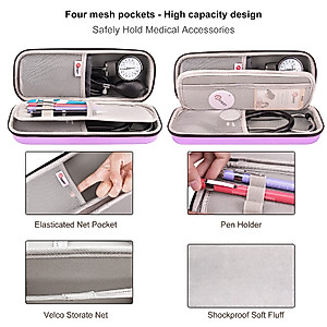 Opoway Stethoscope Carrying Case, Hard Stethoscope Case Compatible for 3M Littmann Classic III, Cardiology IV Diagnostic, MDF Acoustica Stethoscopes and Other Nurse Accessories (Purple)