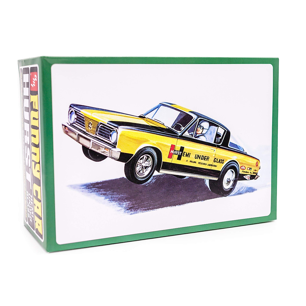 AMT 1966 Plymouth Barracuda Hemi Under Glass - 1/25 Scale Model Car Kit - Buildable Vintage Cars for Kids and Adults, Gold (AMT1153)